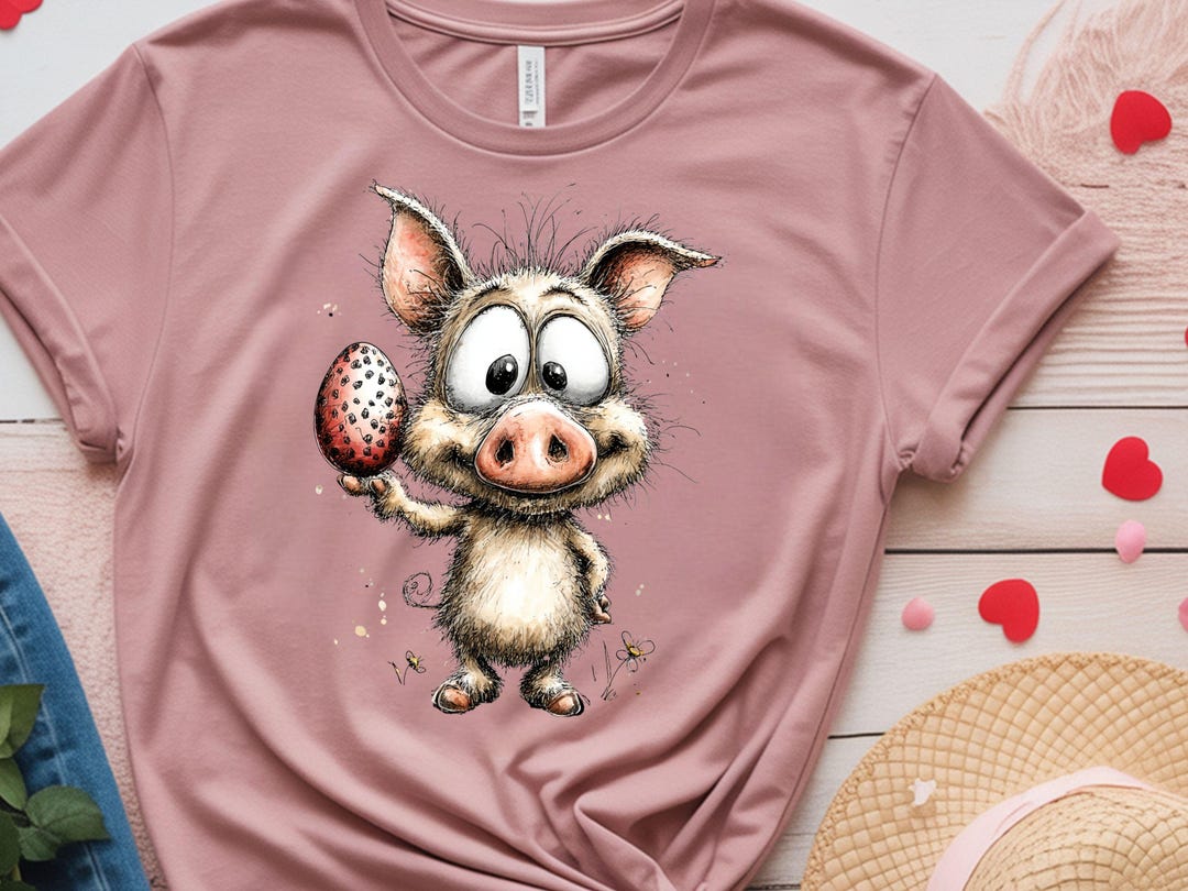 Whimsical Quirky Easter Piglet Clipart Set, Cute Spring Pig Character ...