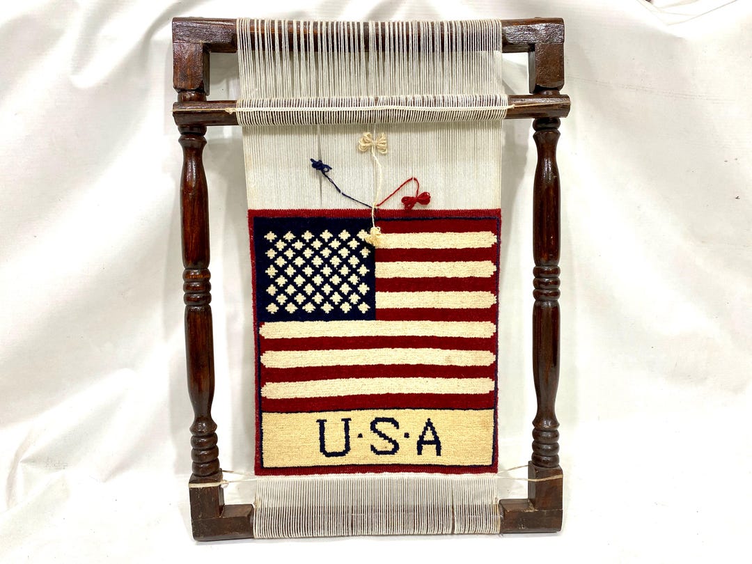 Handwoven USA Flag Wall Hanging, Vintage American Textile Art - Etsy