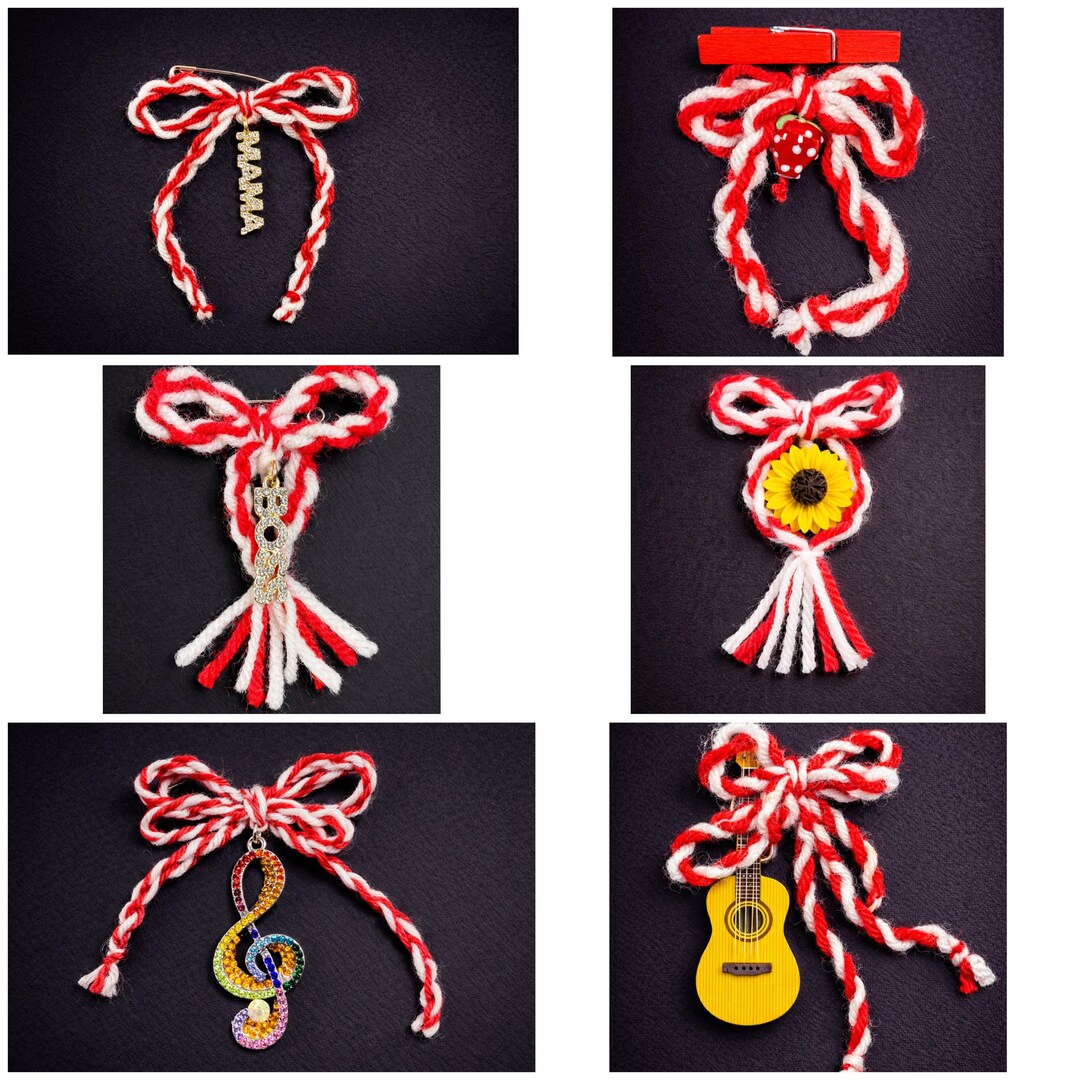 Sunflower Martenitsa Pin – Bulgarian Baba Marta Lucky Charm, Red ...