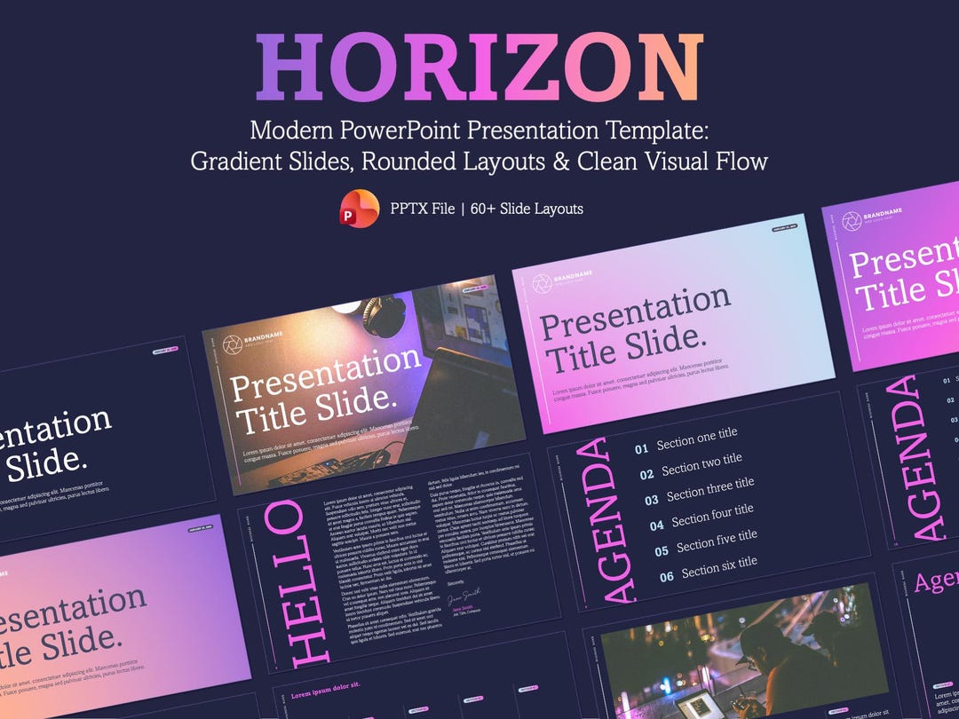 Horizon – Modern Powerpoint Presentation Template With Gradients ...