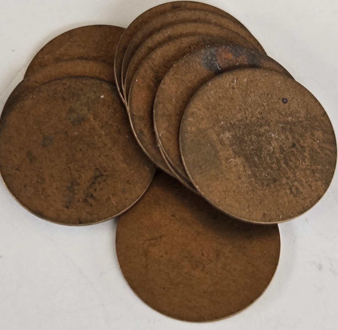 Vintage 11 Piece Lot 12mm Round Thin Disc Token Coin Style Raw Brass ...