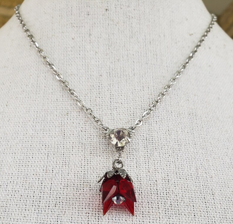 Repurposed Edwardian Revival Red Briolette Crystal Clear - Etsy