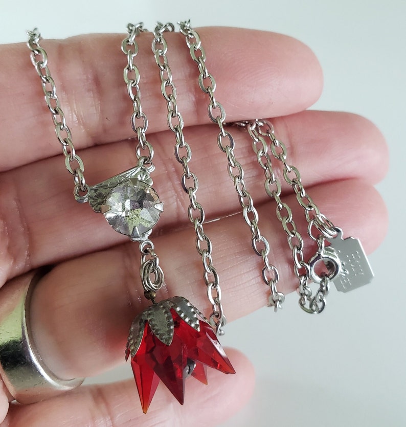 Repurposed Edwardian Revival Red Briolette Crystal Clear - Etsy