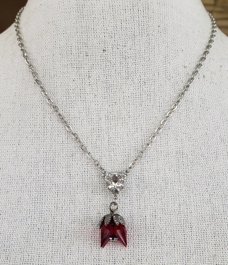 Repurposed Edwardian Revival Red Briolette Crystal Clear - Etsy