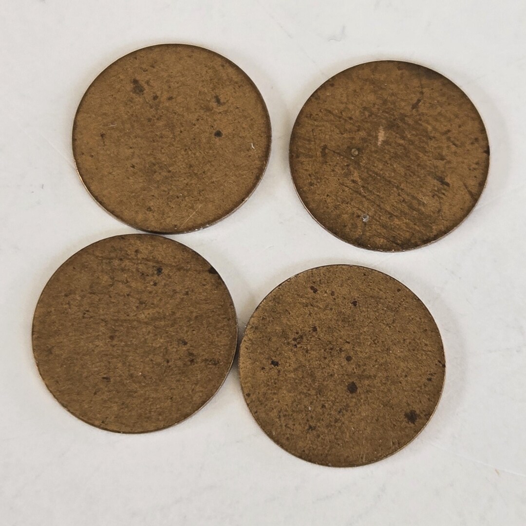 Vintage 4 Piece Lot 10mm Round Thin Disc Token Coin Style Raw Brass ...