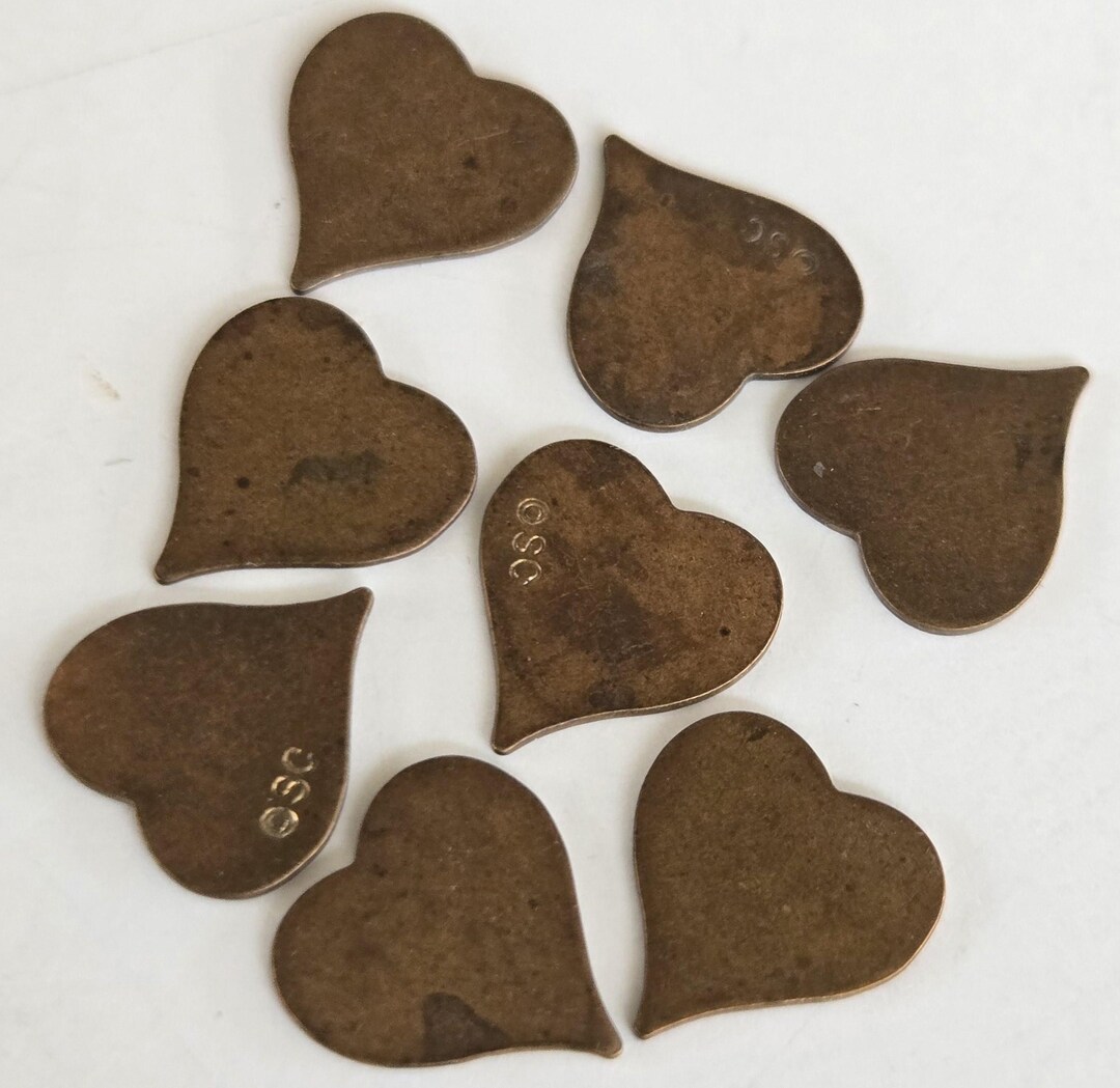 Vintage Sarah Coventry Raw Brass Heart Blanks: Stamping Mounts (8 Piece ...