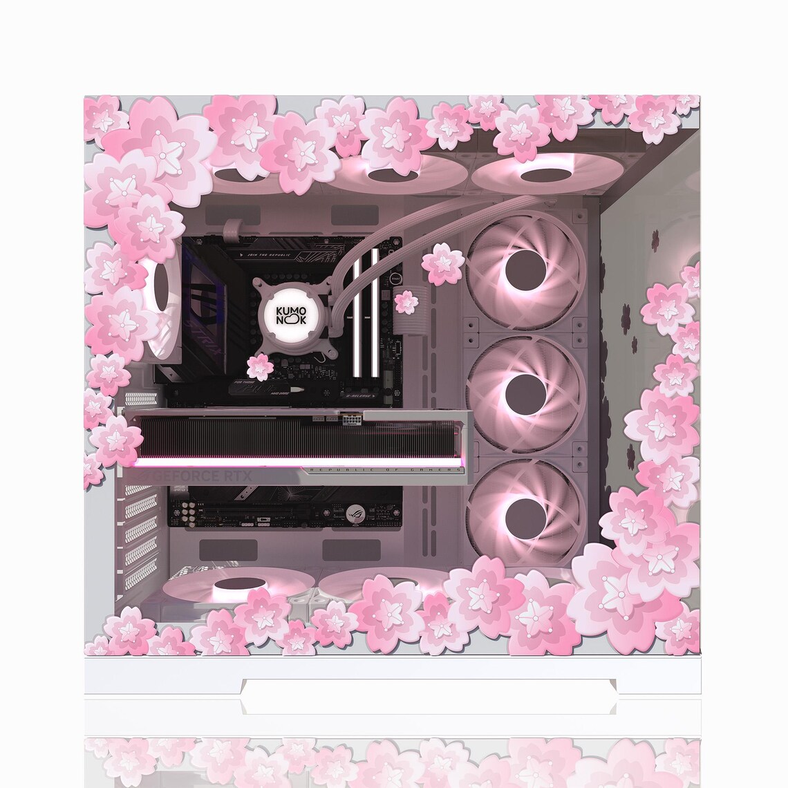 Custom PC Case Skin, Pink Cherry Blossom Sakura Vinyl Decal, Kawaii ...