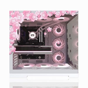 Custom PC Case Skin, Pink Cherry Blossom Sakura Vinyl Decal, Kawaii ...