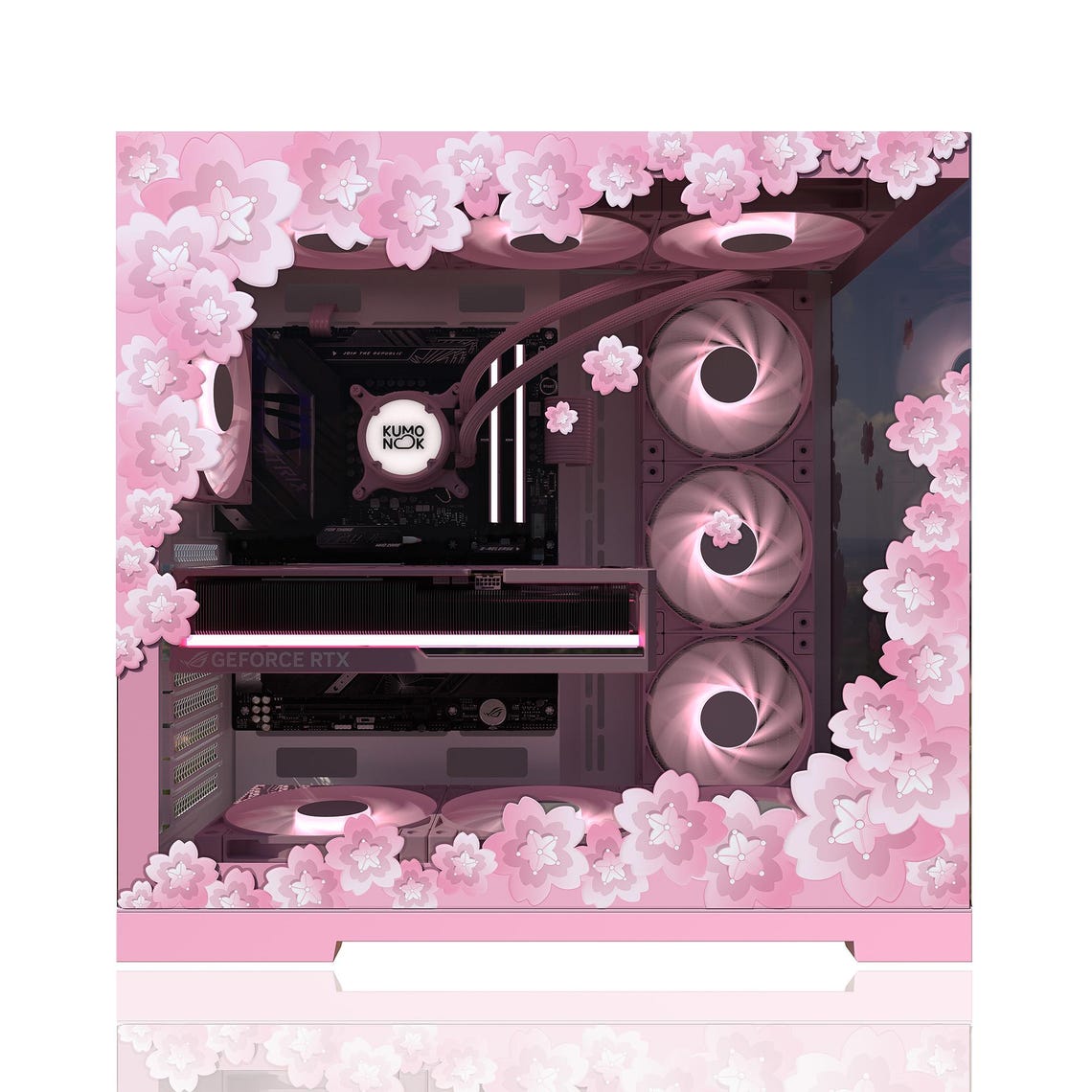 Custom PC Case Skin, Pink Cherry Blossom Sakura Vinyl Decal, Kawaii ...