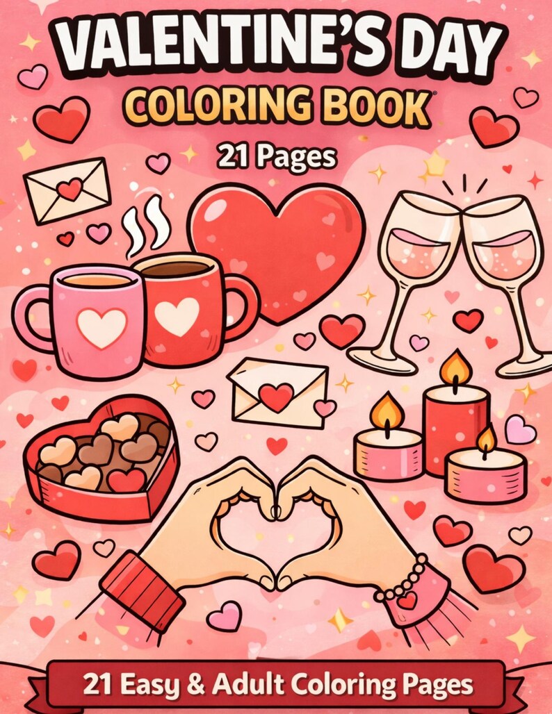 Valentines Day Easy Adult Colouring Book - Etsy