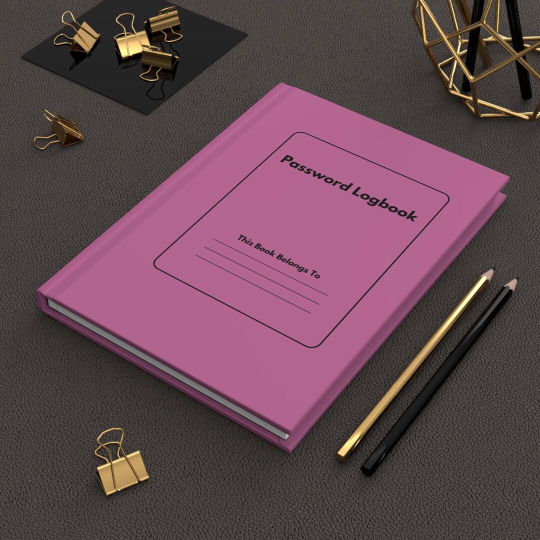 Pink Password Logbook Hardcover Journal | Matte Notebook for Passwords ...