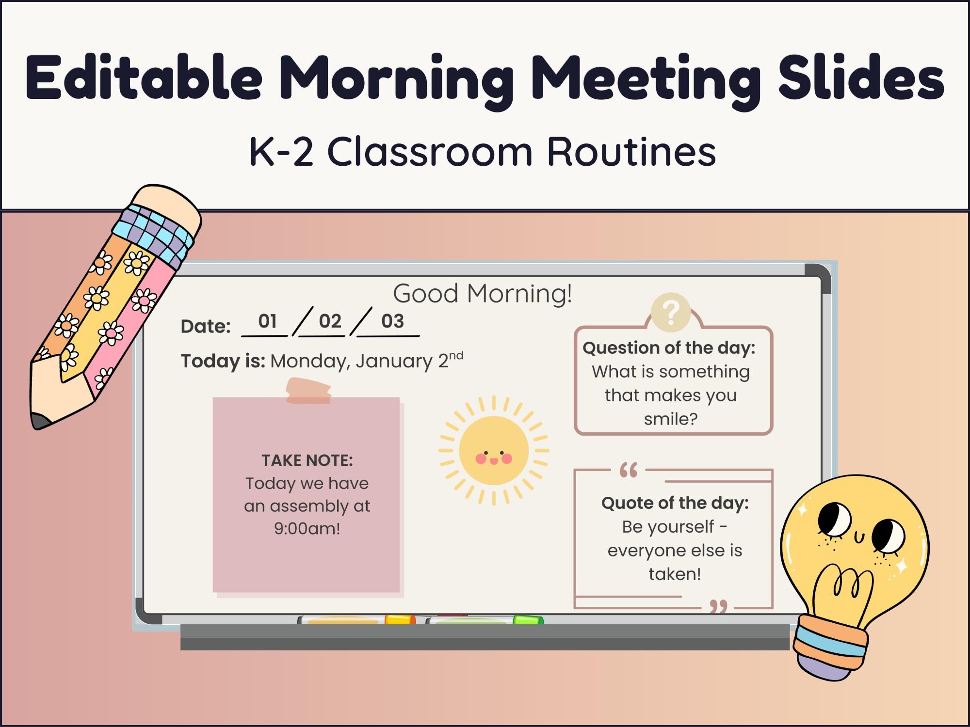 K–2 Morning Meeting Slides | Editable in Canva | 365 Question of the ...