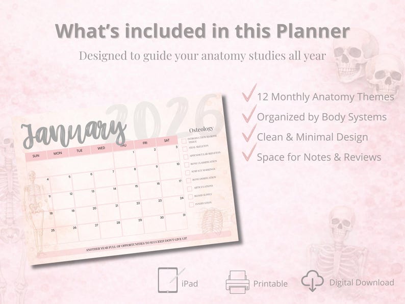 Anatomy Study Planner 2026 – Digital Anatomy Planner for Medical ...
