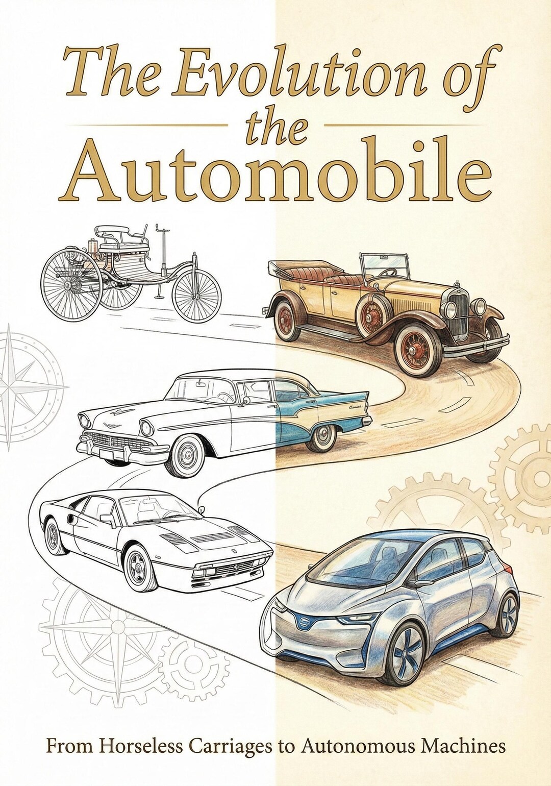 Evolution of Car Printable Coloring Book | Vintage, Muscle, Sports Cars ...