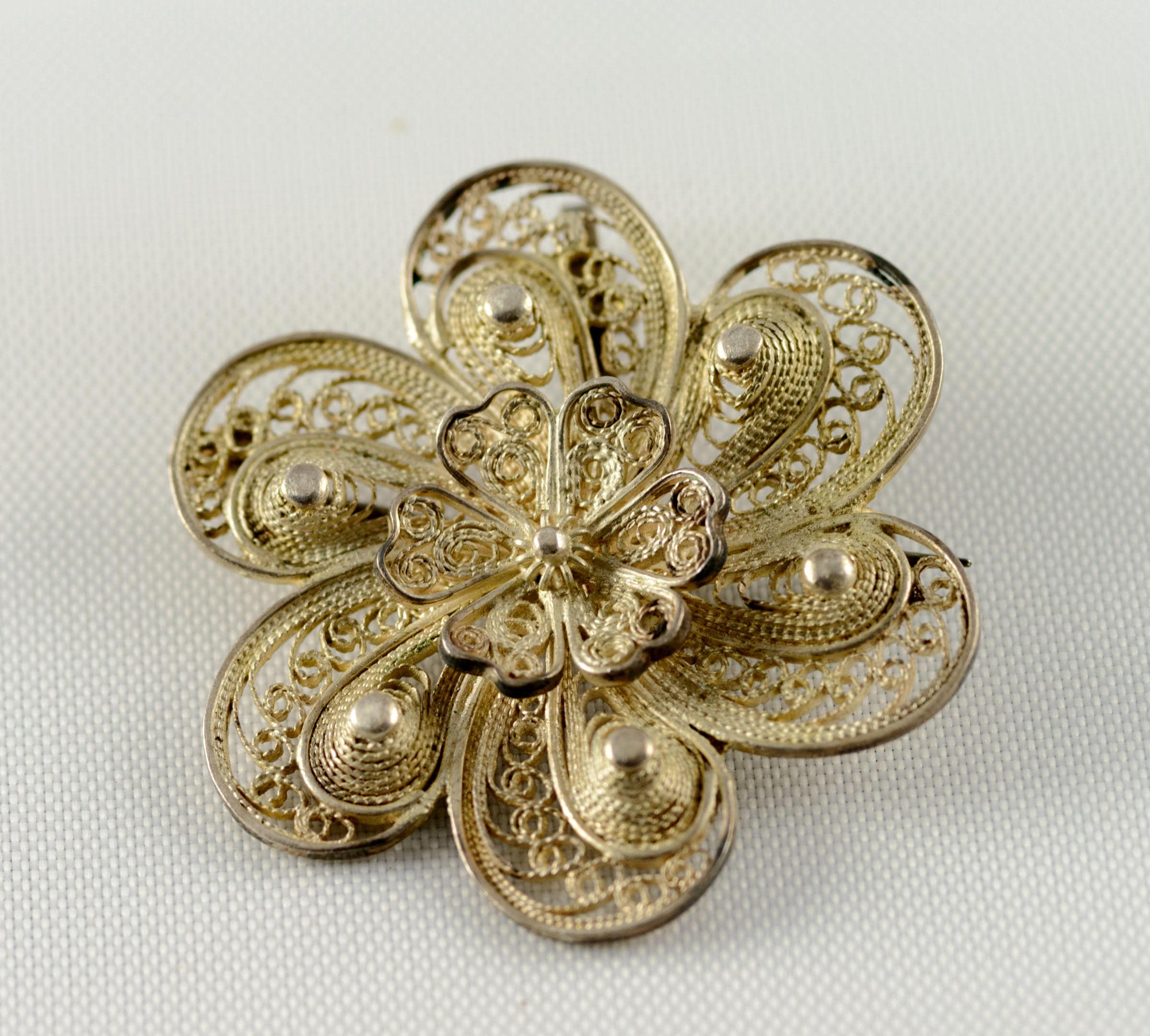 Vintage Sterling Silver Filigree Brooch - Etsy