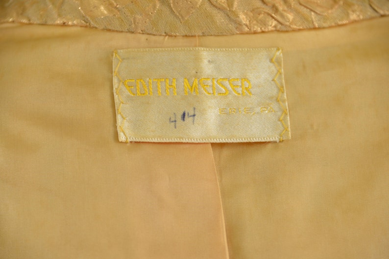 Vintage Custom Made Edith Meiser Gold Cocktail Dress Suit Set With ...