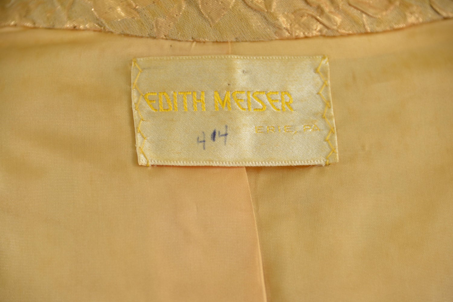 Vintage Custom Made Edith Meiser Gold Cocktail Dress Suit Set With ...