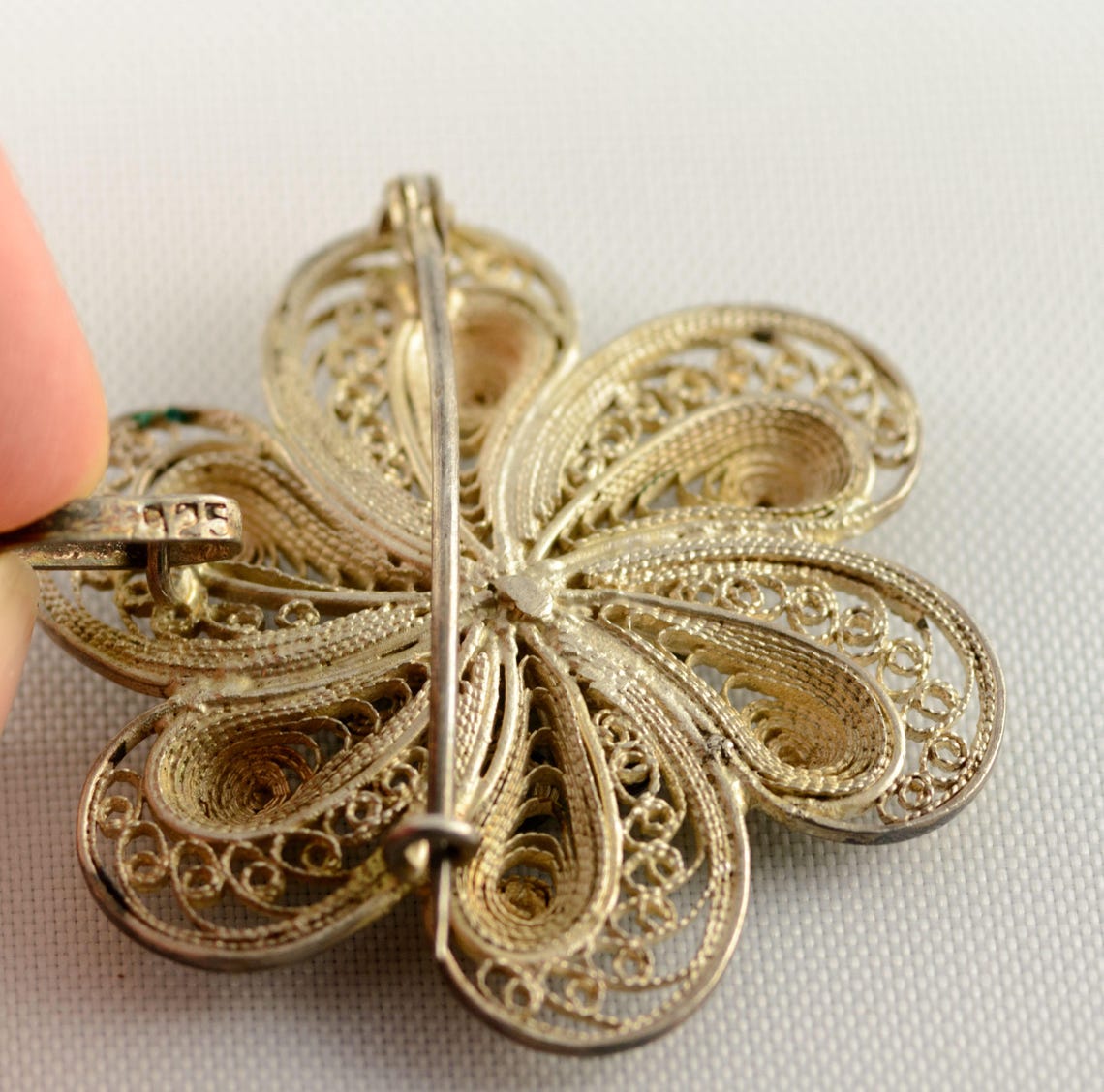 Vintage Sterling Silver Filigree Brooch - Etsy