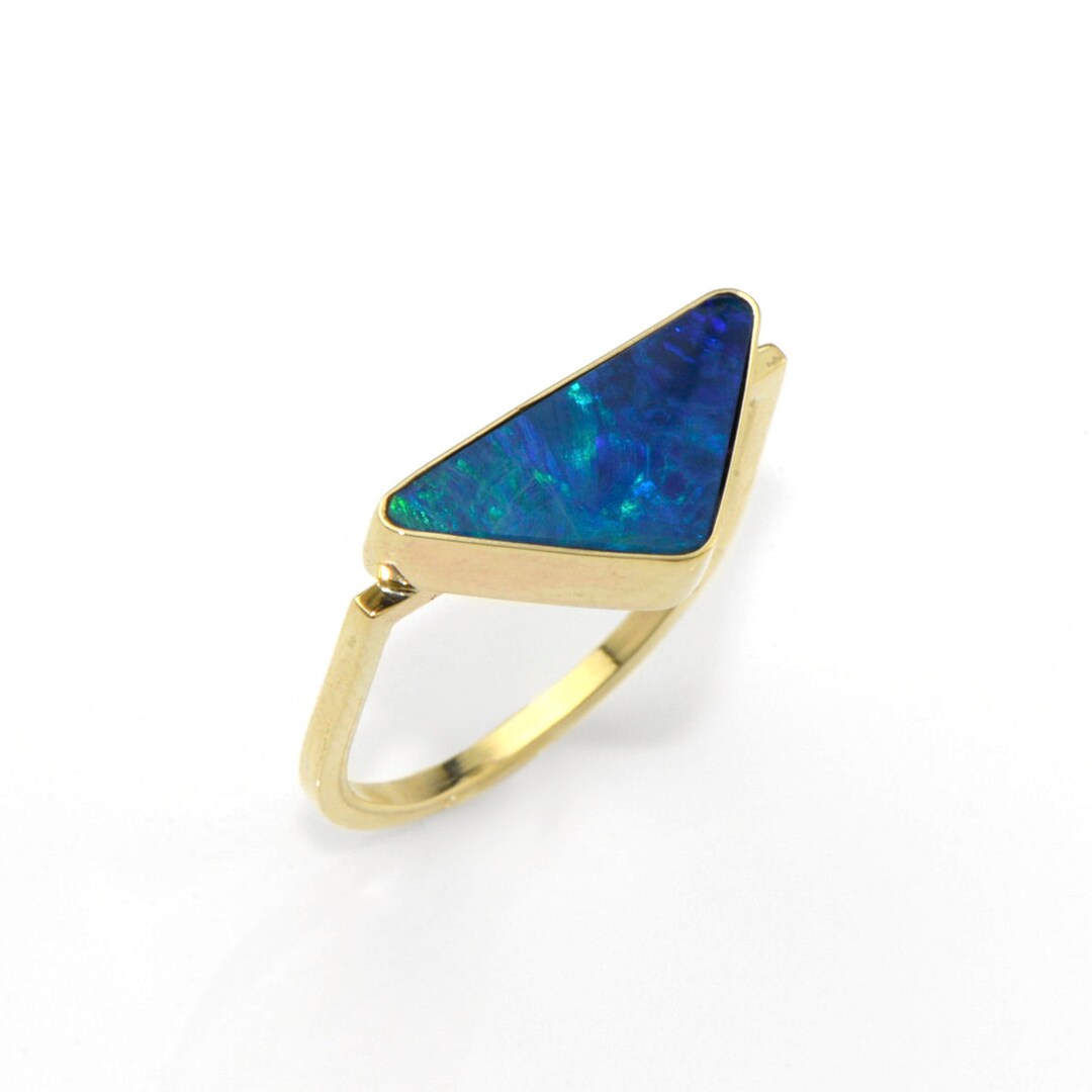Opal Stacking Influencer Ring 14k Incredible Blue Green Fire A Bold ...