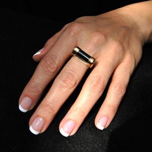 Jade Black and White Diamond Ring in 14K Gold, Sasa's Stirrup "fuse ...