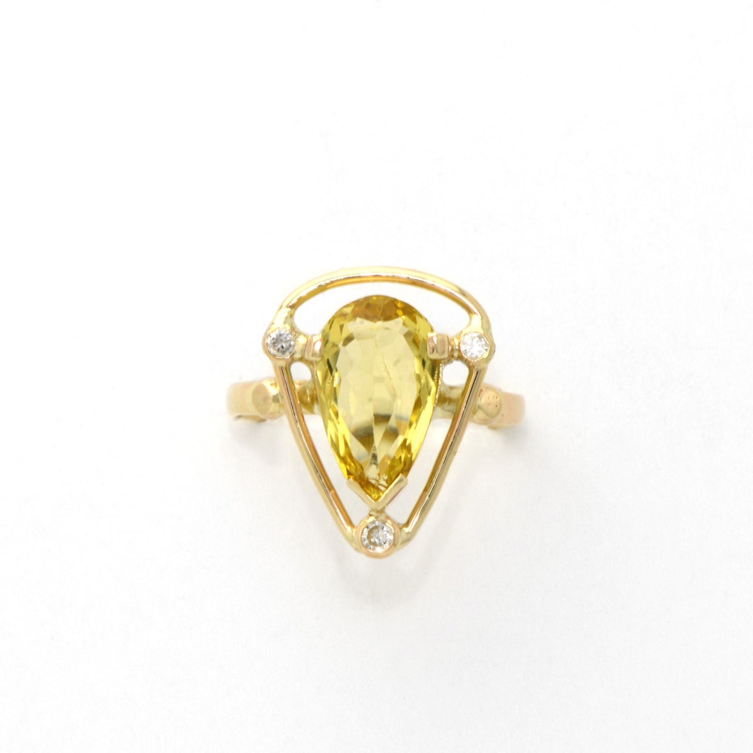 Heliodor Golden Beryl With Diamonds Sparkling Statement Ring Set in ...