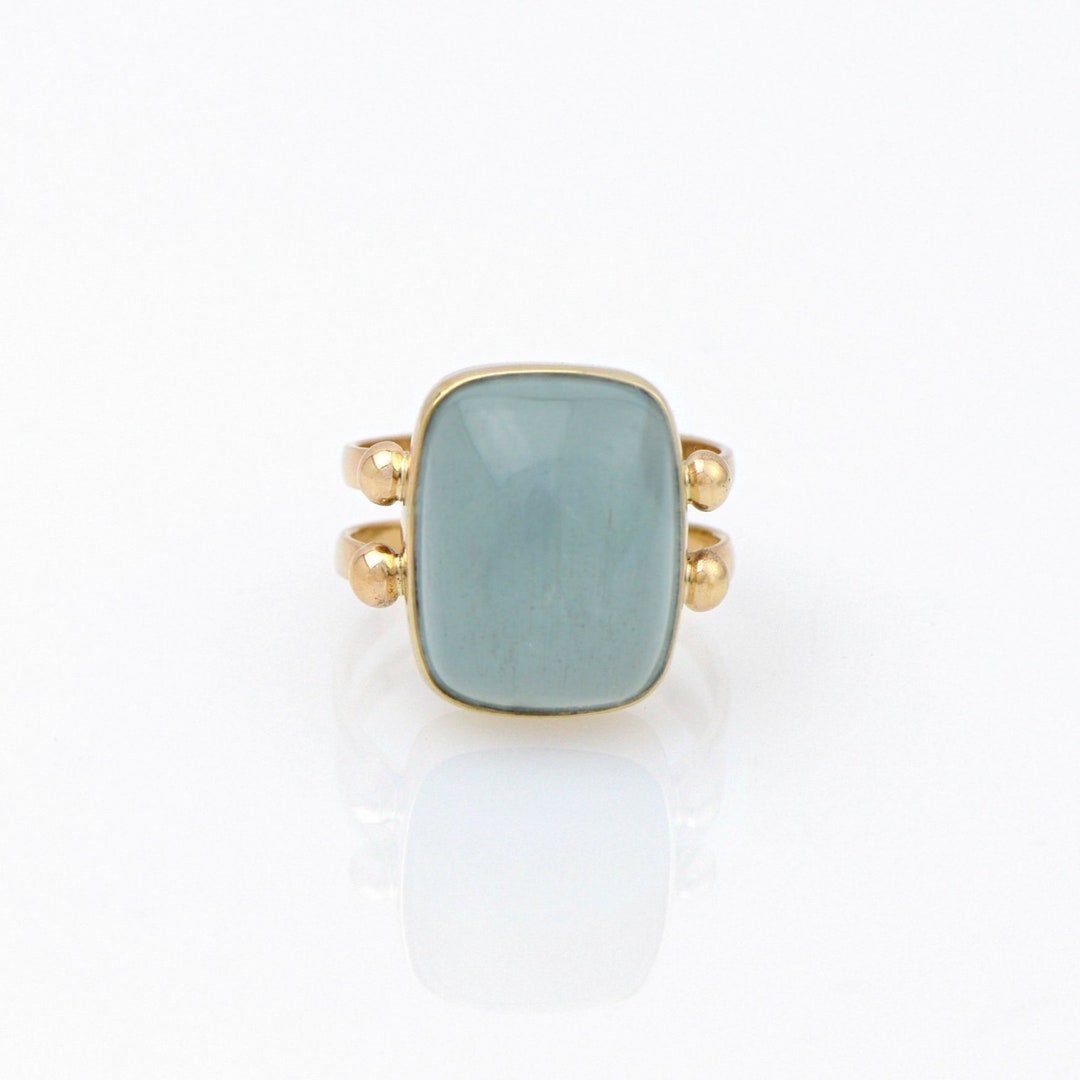 Aquamarine Statement Ring in 14k Solid Gold Handmade March Birthstone ...