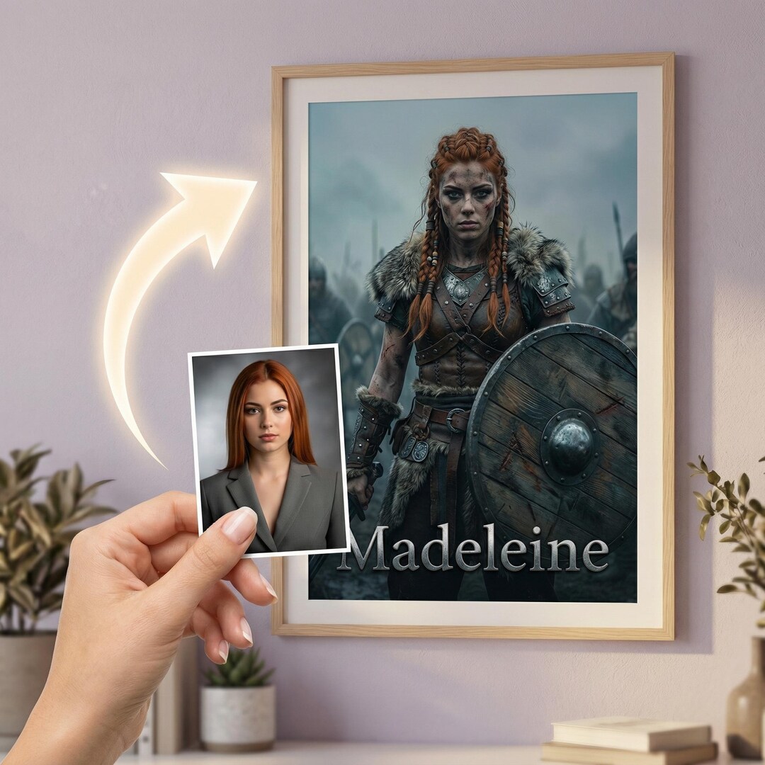 Personalized Viking Portrait | Gift for Girlfriend & Women | Photo on ...