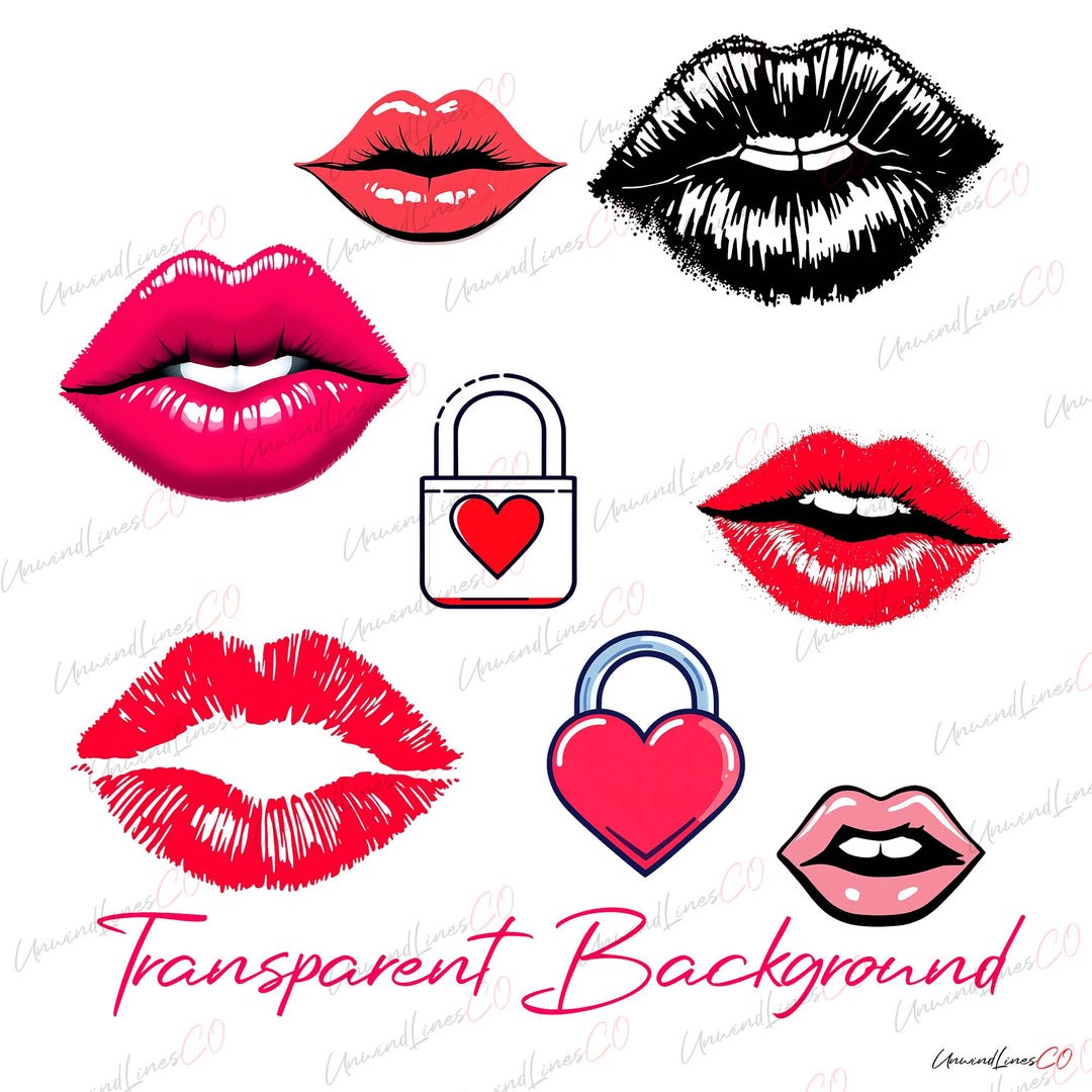 Valentine's Day Clipart Bundle | Hearts, Lips, Envelopes (digital ...