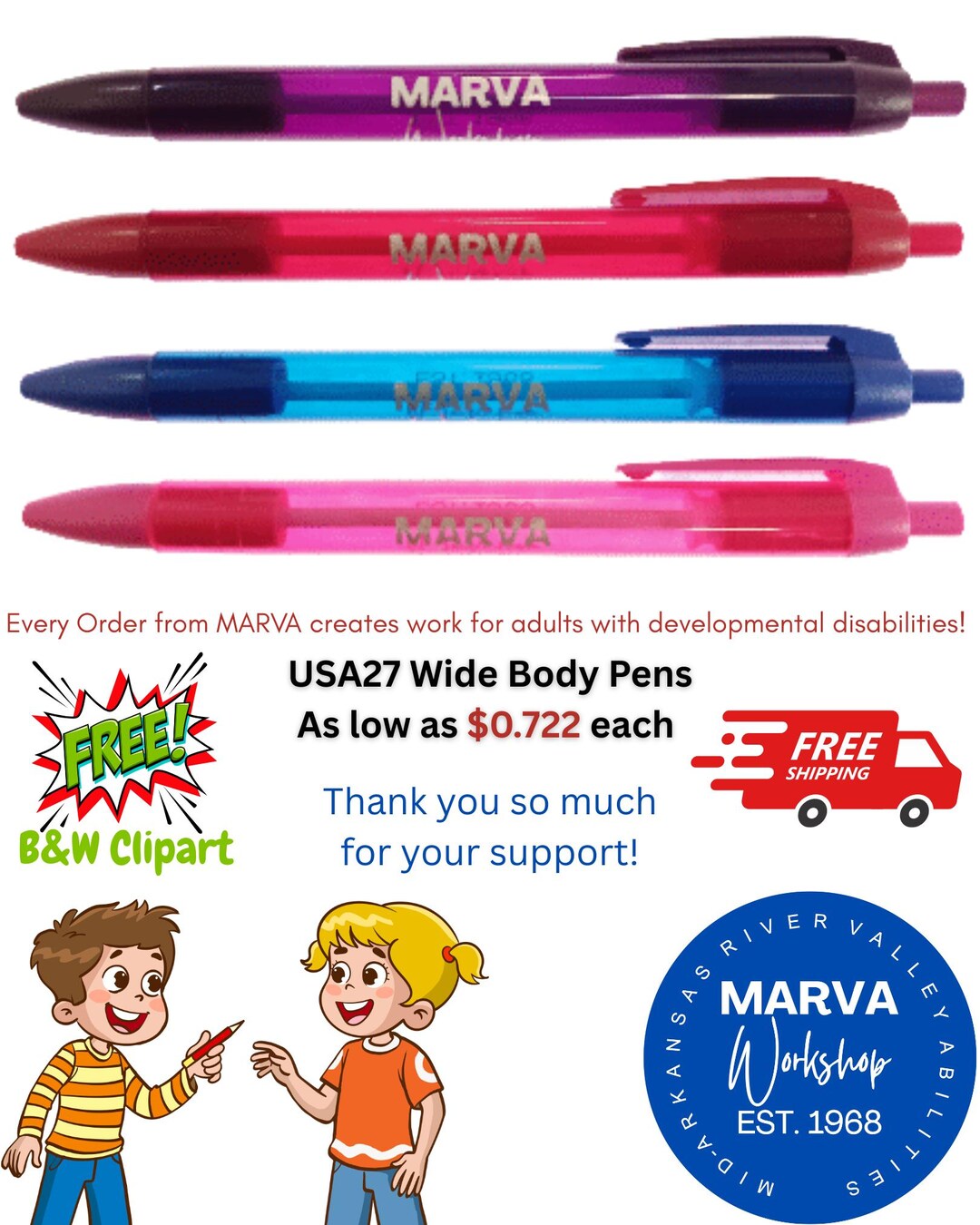 Usa-made Wide Body Pens: Personalized MARVA Pens - Etsy