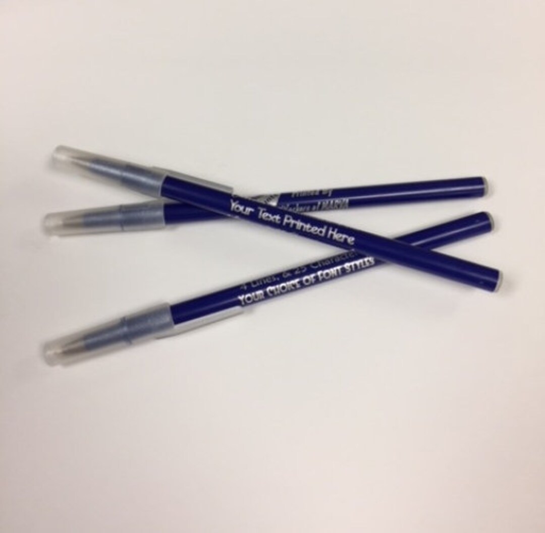 Personalized Navy Stick Pens: Silver Imprint, Frost Trim - Wedding ...