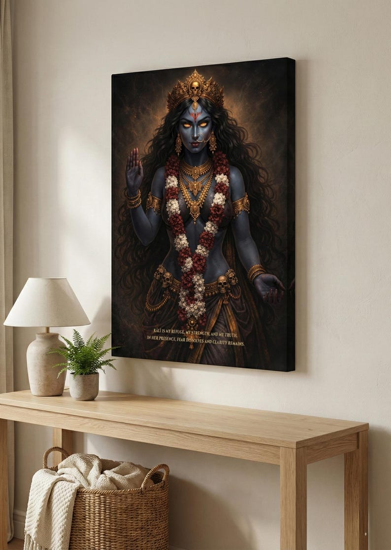 Goddess Kali Canvas Art – Sacred Shakti Portrait, Spiritual Decor - Etsy
