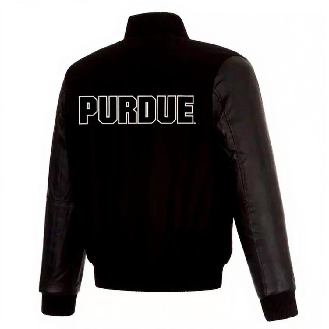 Purdue University Varsity Jacket – Black Letterman Jacket With Leather ...