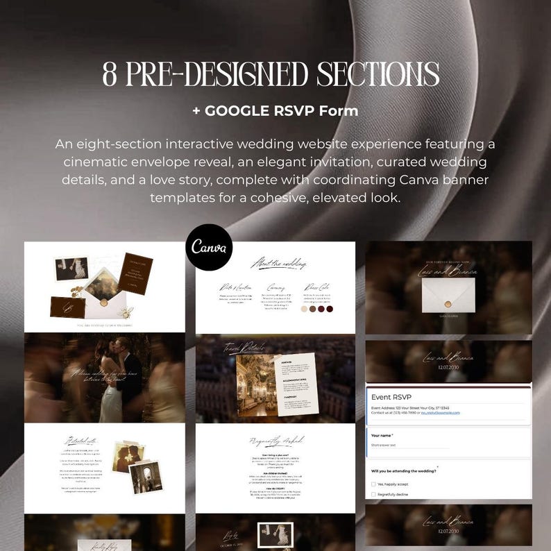 Luxury Vintage Brown Wedding Website Template | Interactive Envelope ...
