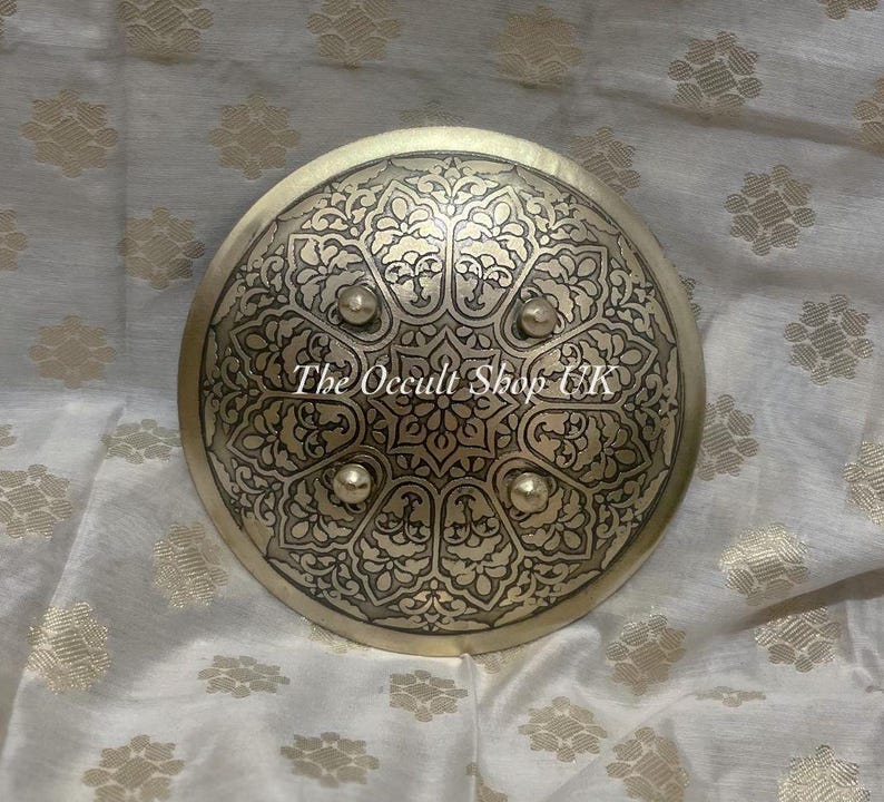 Antique Indo-persian Shield Handcrafted Brass Iron Dhal Medieval Indian ...