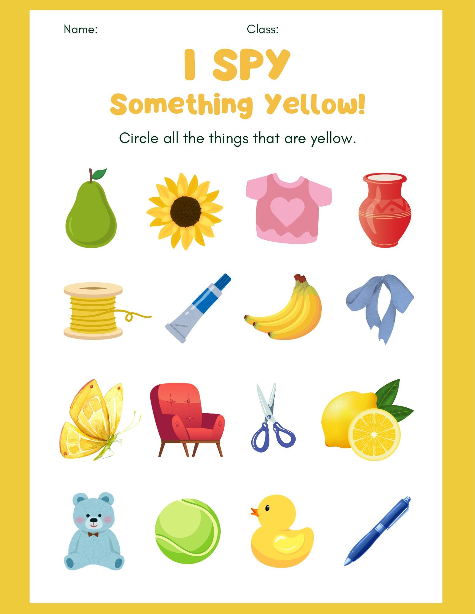I Spy Colour Worksheet| Printable | for Kindergartners - 2nd Graders ...