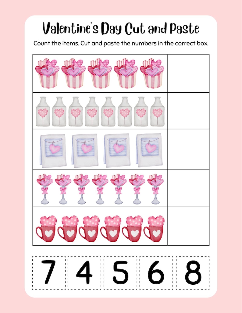 Valentine’s Day Cut and Paste Worksheet| for Kindergartners & 1st ...