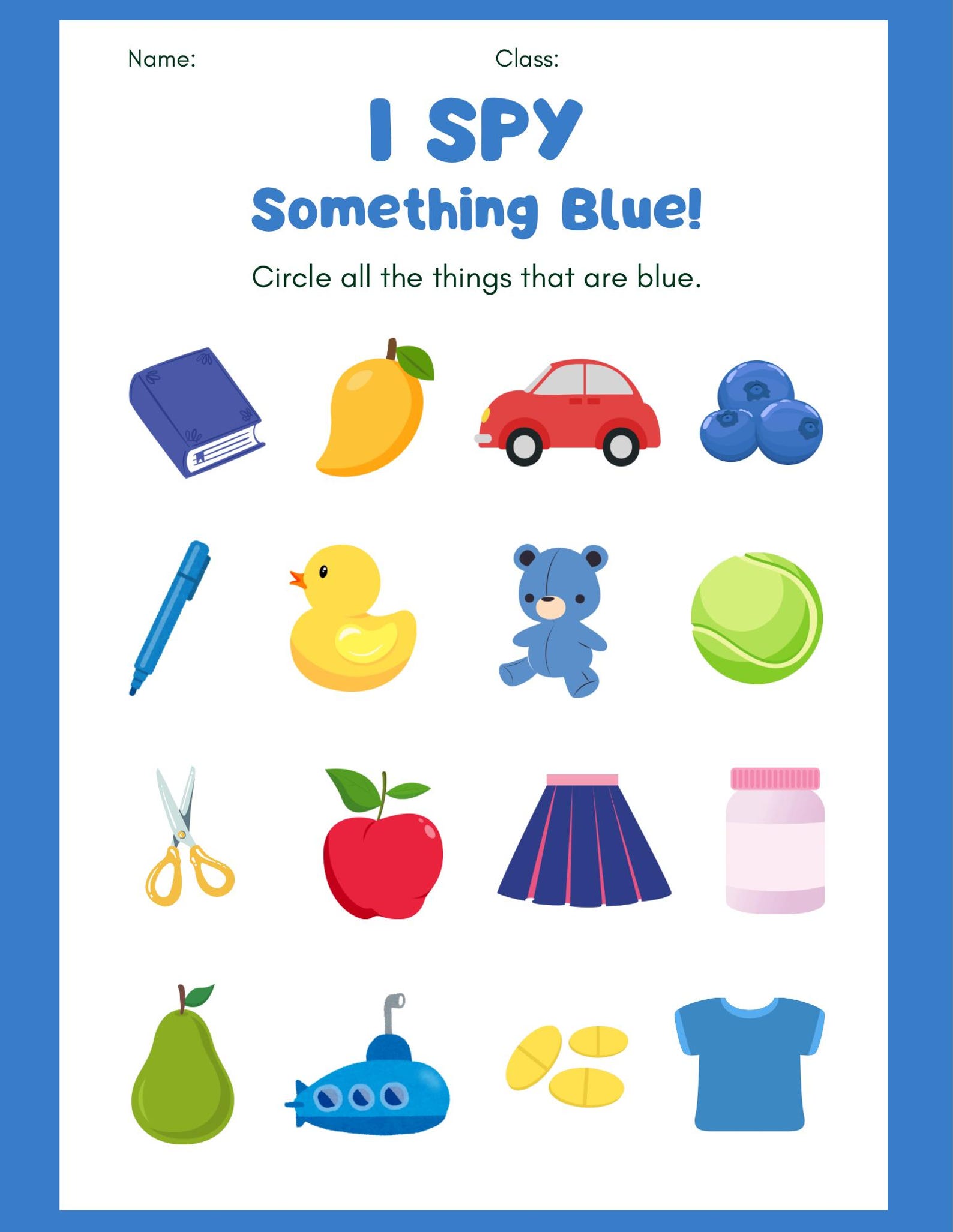 I Spy Colour Worksheet| Printable | for Kindergartners - 2nd Graders ...