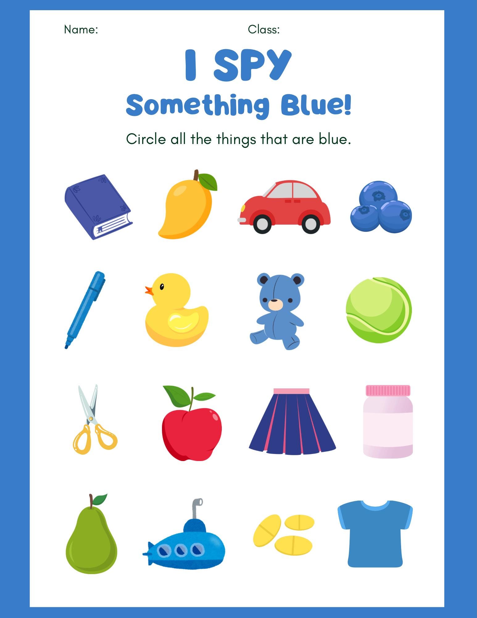 I Spy Colour Worksheet| Printable | for Kindergartners - 2nd Graders ...