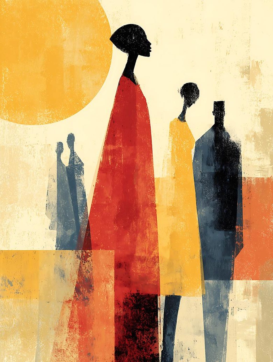 African Silhouettes Art Print | Abstract Ethnic Decor (digital Download ...