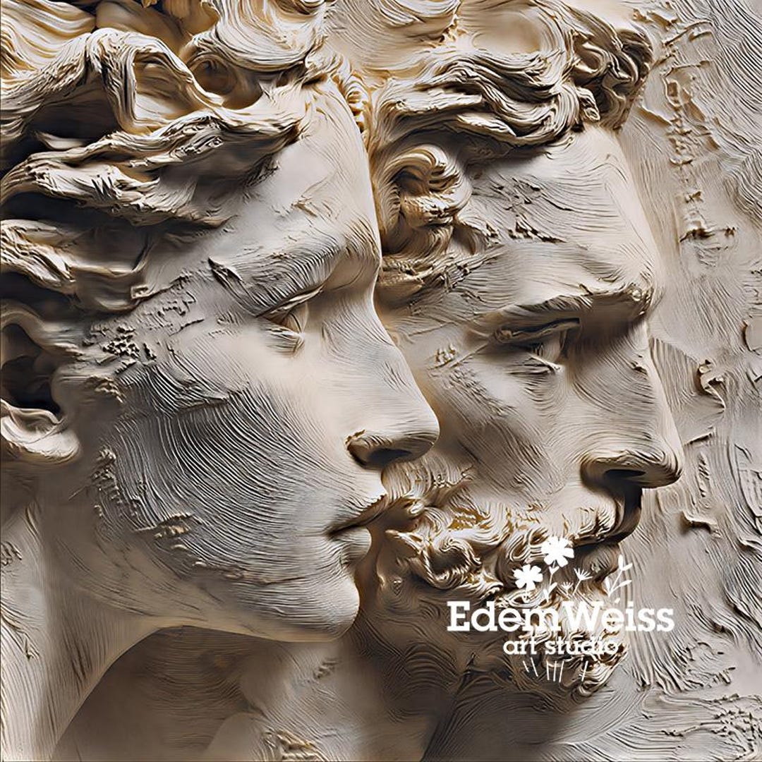 Sculptural Portrait Wall Art – Unity Dual Profile (digital Download) - Etsy