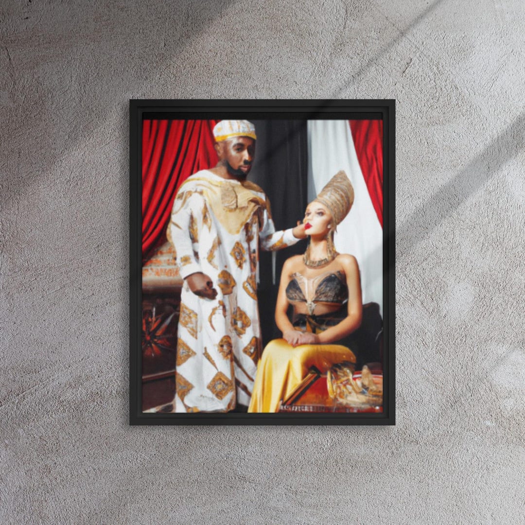 Framed African Royal Couple Canvas - Black King & Queen Throne Art ...
