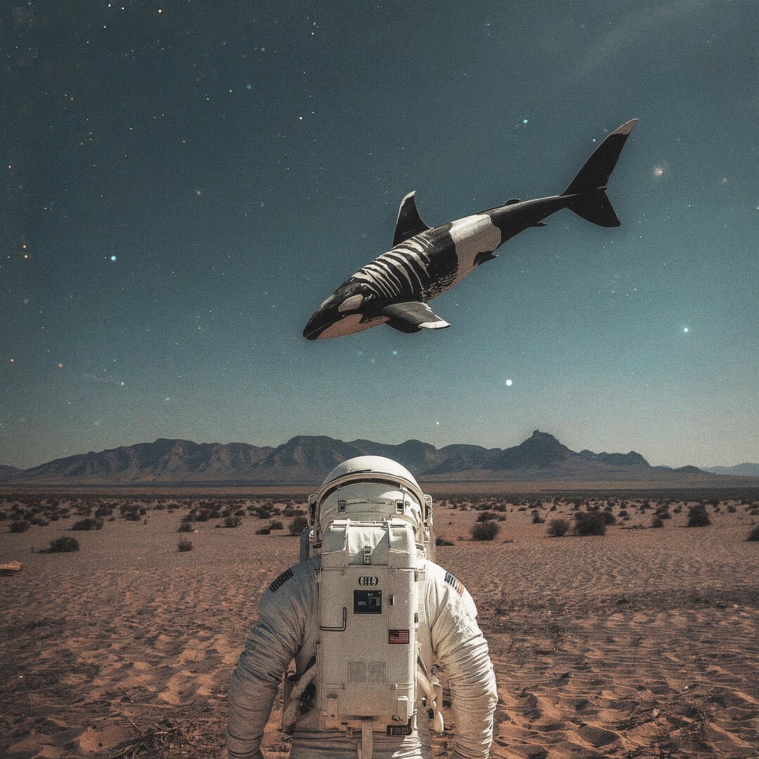 The Astronaut and the Zebra Whale - Print Ready Digital Artwork - the ...