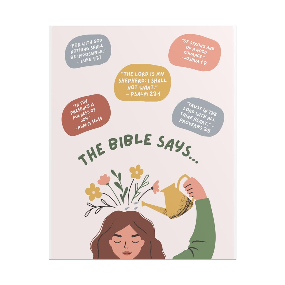 The Bible Says Illustration Rolled Poster | Christian Scripture Art ...