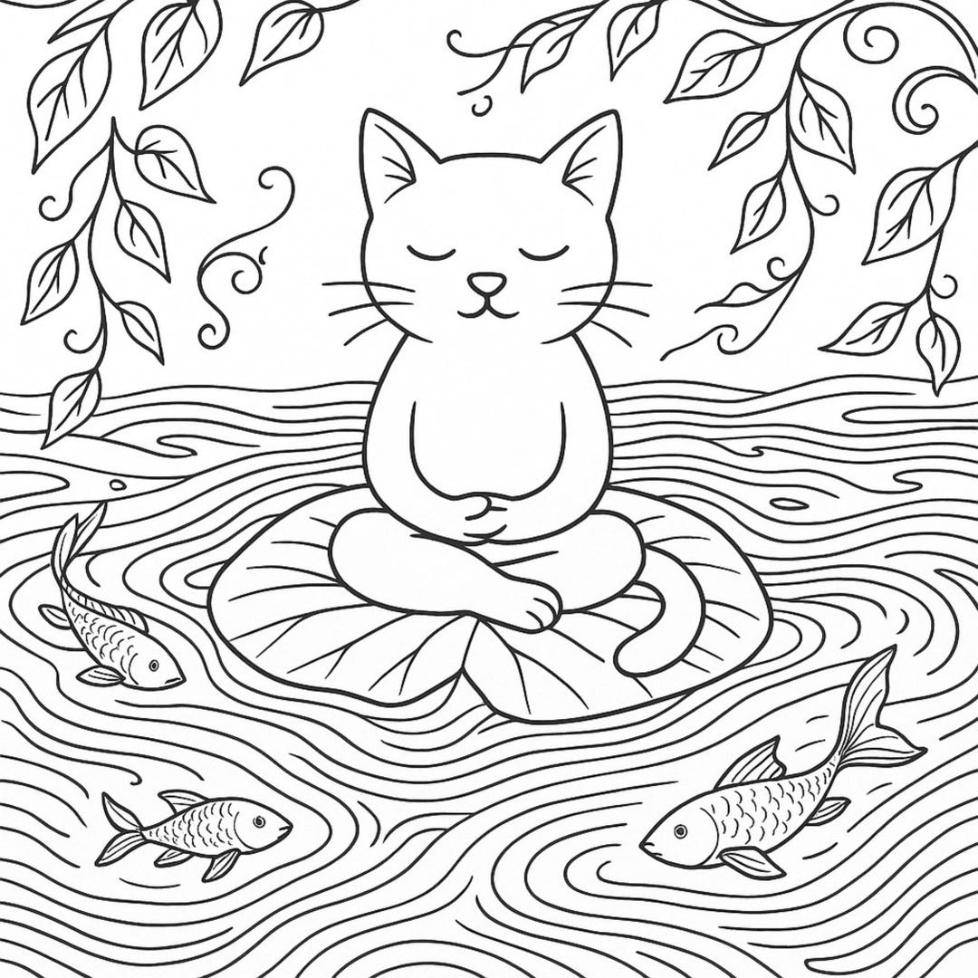 Mindfulness Cat Coloring Pages, 120 Printable Designs (PDF) - Etsy