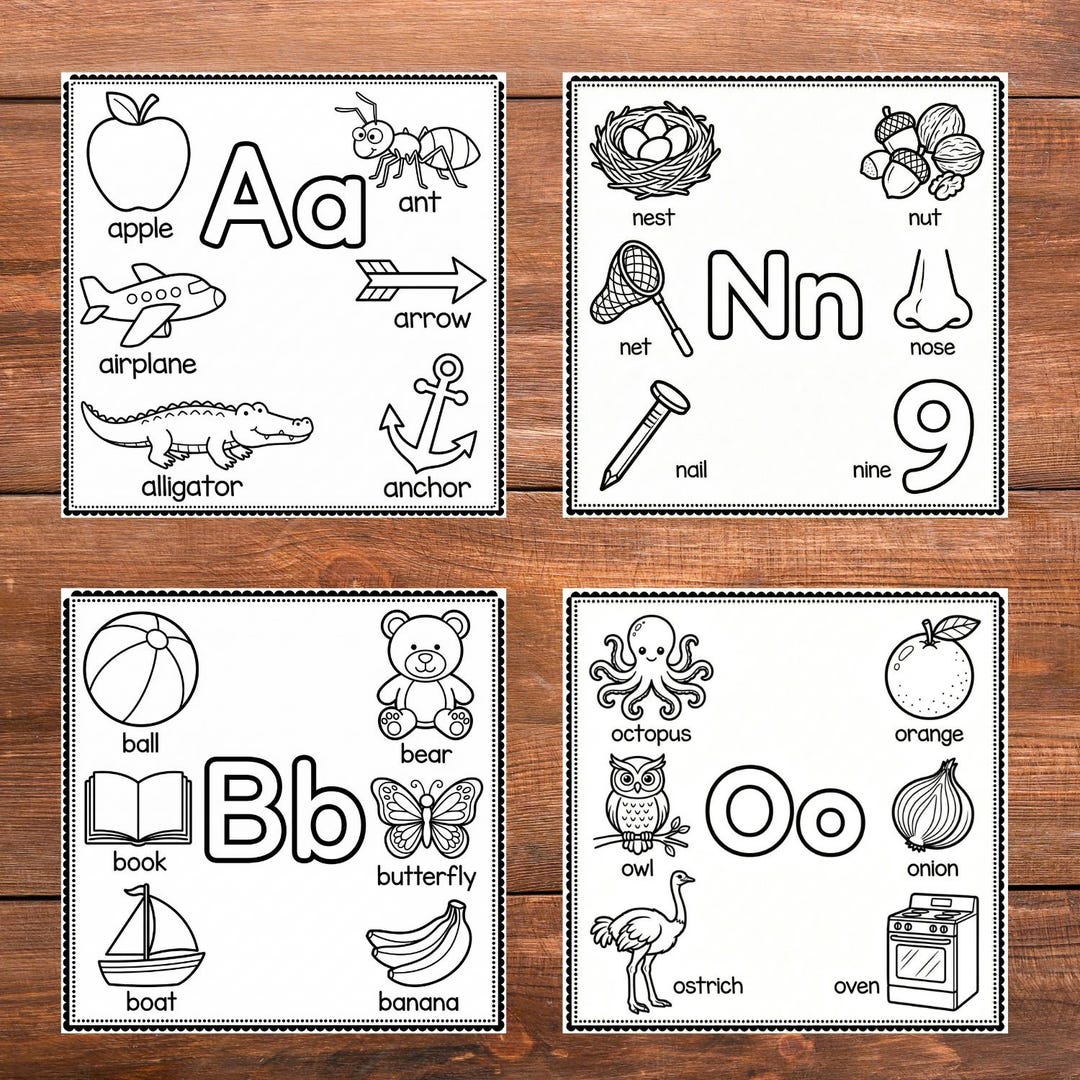 Alphabet Coloring Pages A-Z, Preschool Printable Activity (PDF Download ...