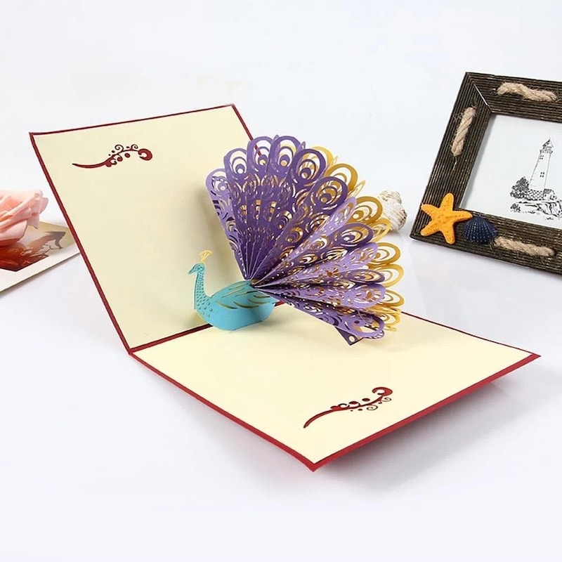 Peacock Pop up Card - Etsy