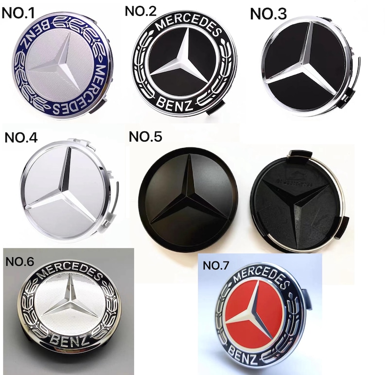 Mercedes Benz Wheel Center Caps, 75mm Hub Emblem, Laurel Wreath, Set of ...