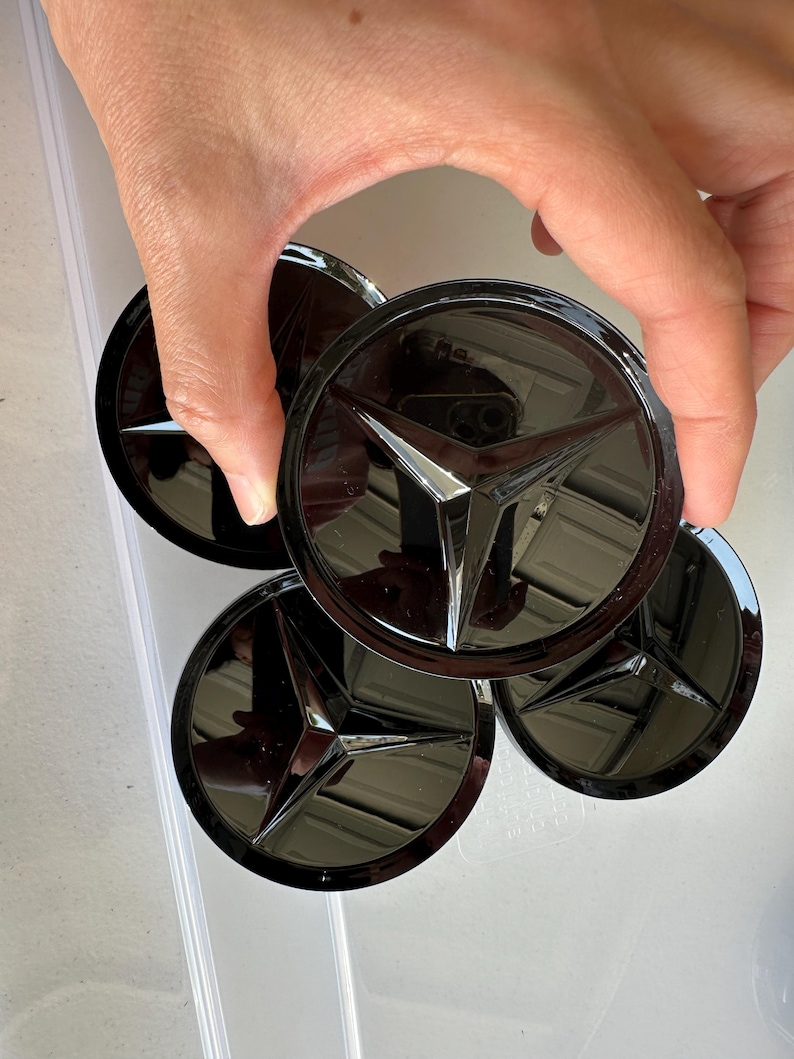 Mercedes Benz Wheel Center Caps, 75mm Hub Emblem, Laurel Wreath, Set of ...