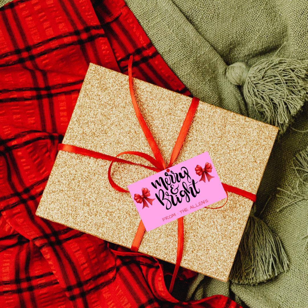 Pink Christmas Gift Tags | Gift Labels | Editable in Canva | Printable ...