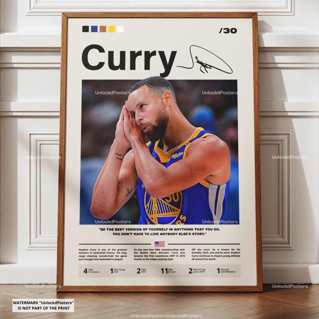Stephen Curry Poster, Curry Golden State Warriors, Framed NBA ...